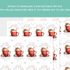 Printable Holiday Hot Cocoa Instructions Tag, Homemade Hot Chocolate ...