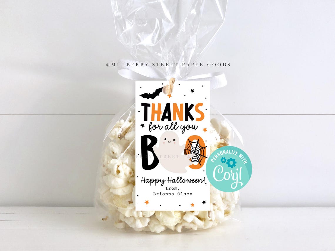 Thanks for All You Boo Halloween Gift Tag Printable Cute Ghost Teacher ...