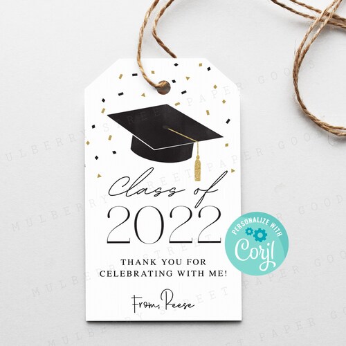 Printable Graduation Cap Class of 2022 Gift Tag Instant - Etsy