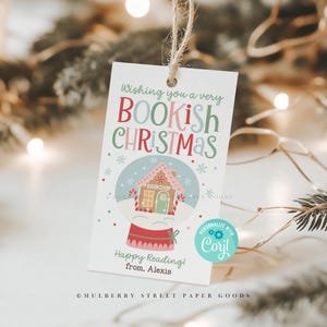 Book Lover Christmas Gift Tag Printable Instant Download Book Club Gift ...