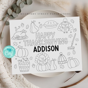 Editable Thanksgiving Coloring Page Printable Personalized Thanksgiving ...