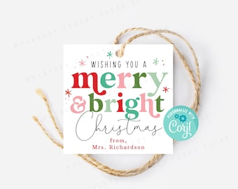 Christmas Wreath Design Favor Tags, Christmas Favor Tags, Christmas ...