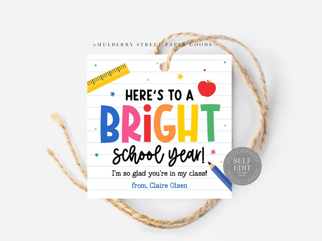 Back to School Gift Tag Printable Instant Download First Day of School ...