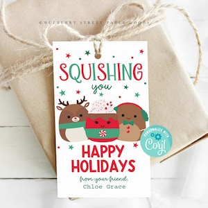 Editable Christmas Squish Gift Tag Digital Download Happy Squishing ...