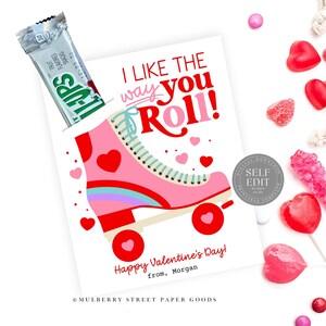 Roller Skate Valentine Card Canva Template Printable Roll up Classroom ...