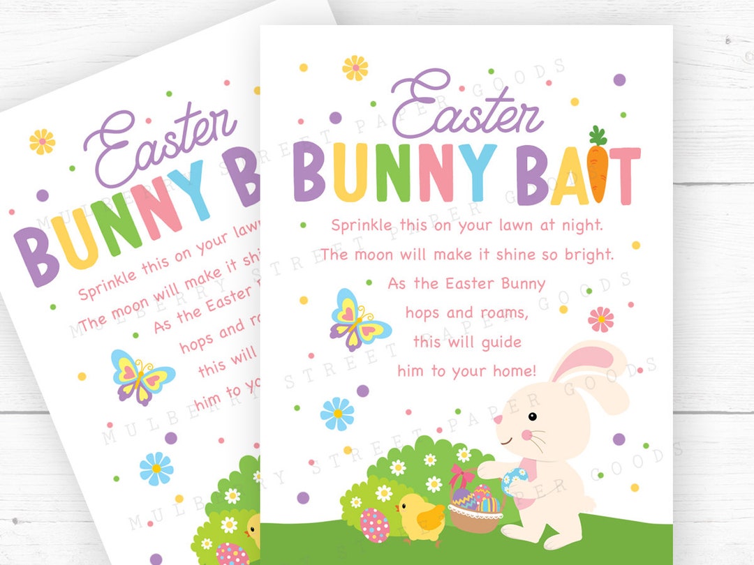 Printable Easter Bunny Bait Kids Activity Favor Tag, Instant Download ...
