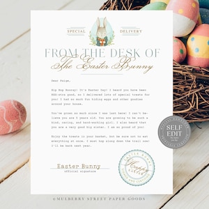 Printable Official Letter From the Desk of the Easter Bunny, Editable ...