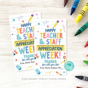 Teacher Staff Appreciation Gift Tag Printable Instant Download Teacher ...