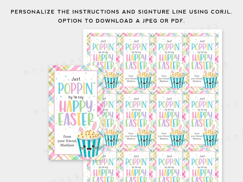 Printable Just Popping by to Say Happy Easter Tag Happy - Etsy