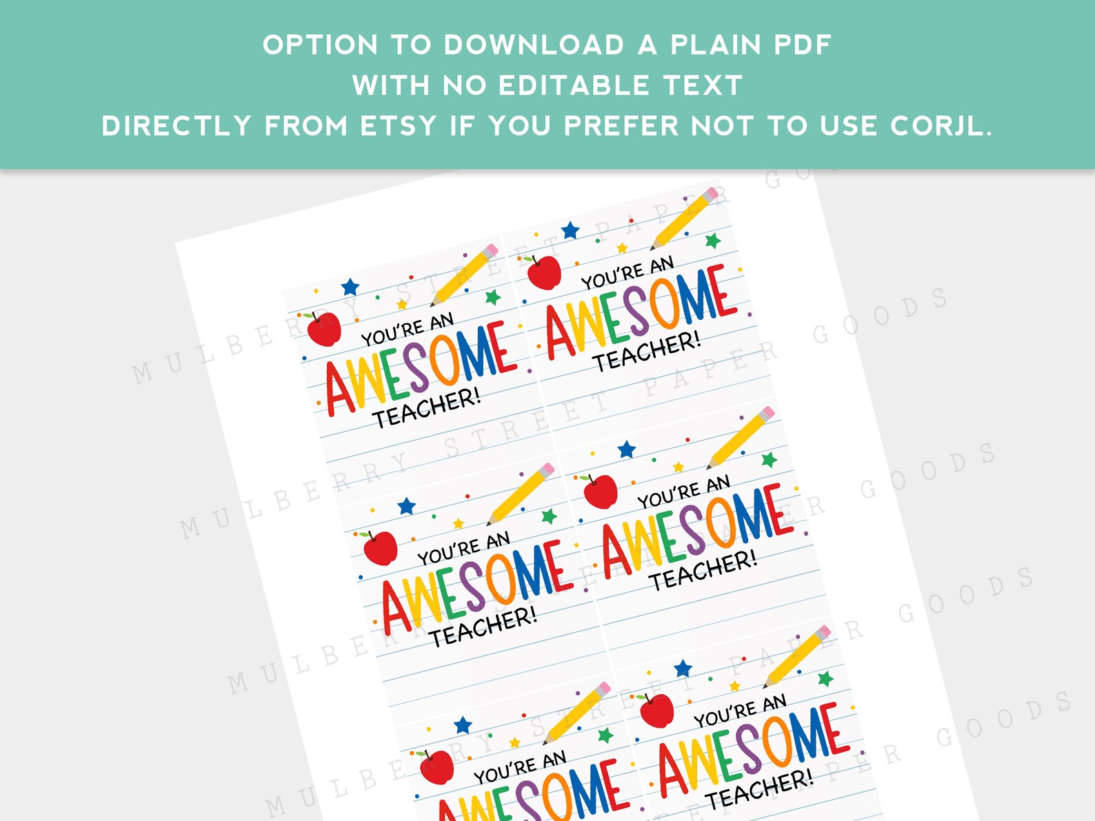 You're an Awesome Teacher Gift Tag, Teacher Appreciation Printable Tag ...