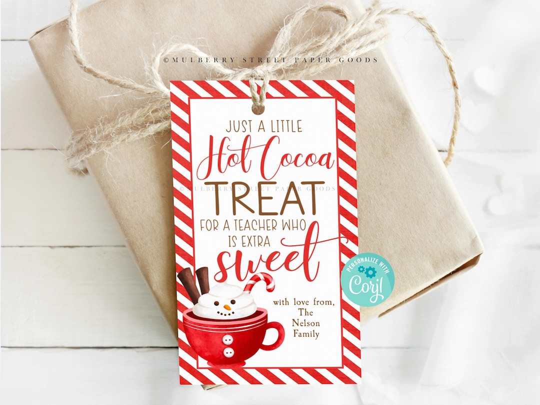 Teacher Hot Cocoa Gift Tag Digital Download Printable Holiday Hot ...