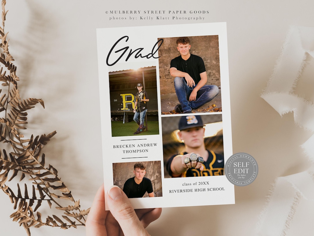 Editable Graduation Announcement Canva Template Multi Photo Grad Party ...