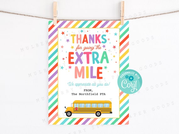 Thanks for Going the Extra Mile Bus Driver Appreciation - Etsy