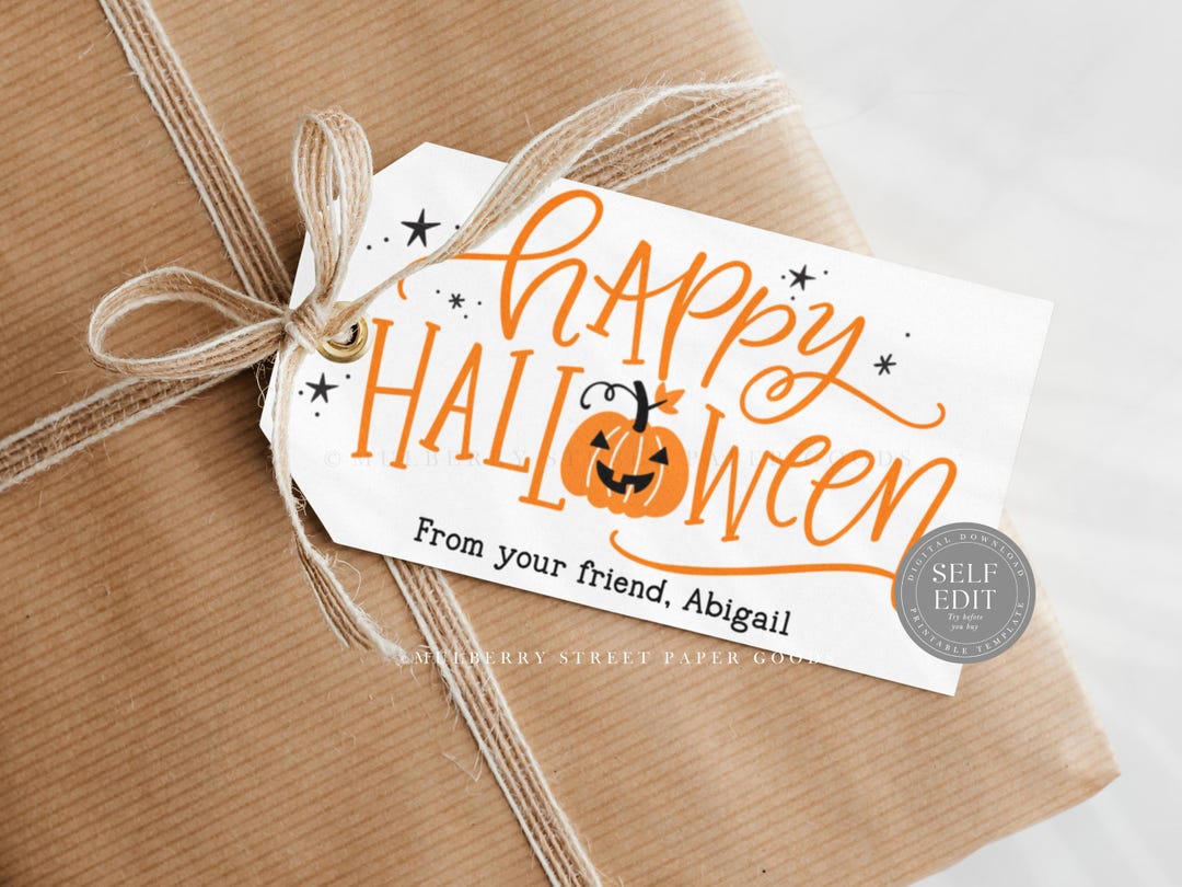 Happy Halloween Gift Tag Template Printable Digital Download Halloween ...