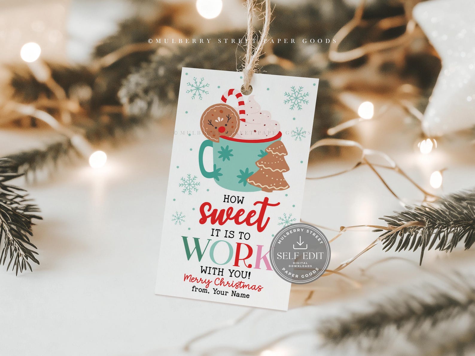 Coworker Christmas Gift Tag Printable Digital Download Canva Template ...