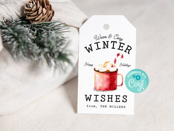 Printable Warm and Cozy Winter Wishes Gift Tag Hot Cocoa | Etsy