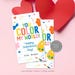 You Color My World Valentine Card Printable Art Supplies Classroom ...