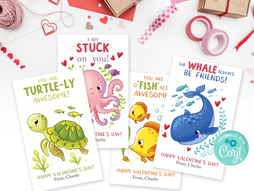 Printable Under the Sea Valentine's Day Card, Classroom Valentines for ...