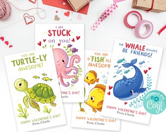 Under the Sea Valentine Card Printable Sea Creatures Classroom ...