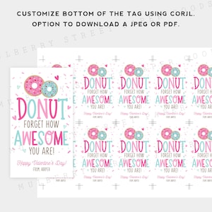 Printable Donut Forget How Awesome You Are Valentine, Kids Classroom ...
