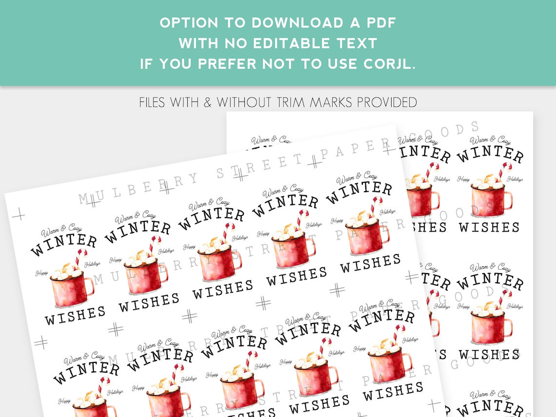 Printable Warm and Cozy Winter Wishes Gift Tag Hot Cocoa - Etsy