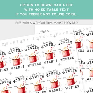 Printable Warm and Cozy Winter Wishes Gift Tag, Hot Cocoa Christmas ...