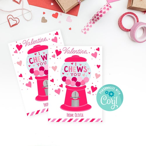 I Chews You Valentine's Day Printable Chewy Valentine - Etsy