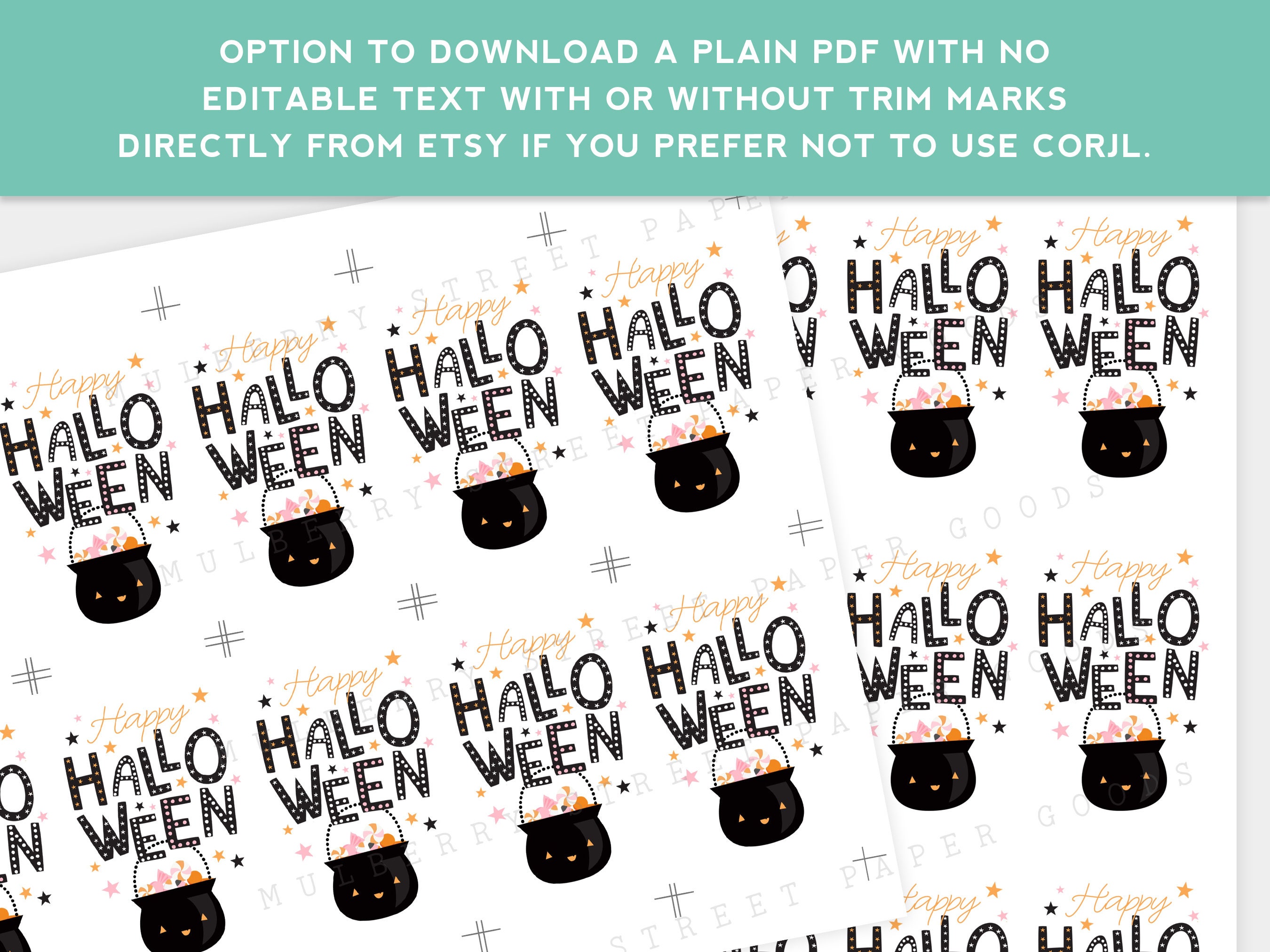 Printable Happy Halloween Treat Bag Tag, Trick or Treat Halloween Gift ...