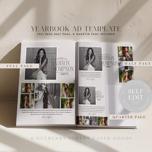 Editable Yearbook Ad Template, Full Page Half Page Quarter Page Senior ...
