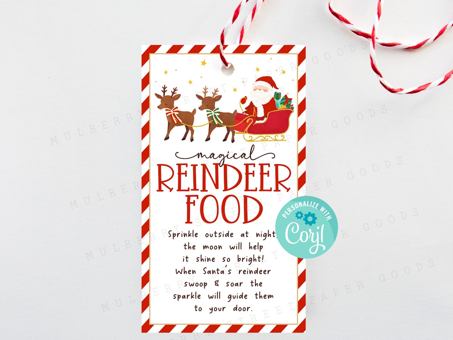 Santa's Magical Reindeer Food Printable Instructions Tag, Editable ...