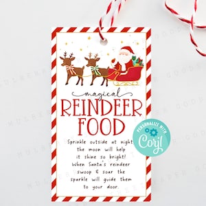 Santa's Magical Reindeer Food Printable Instructions Tag, Editable ...