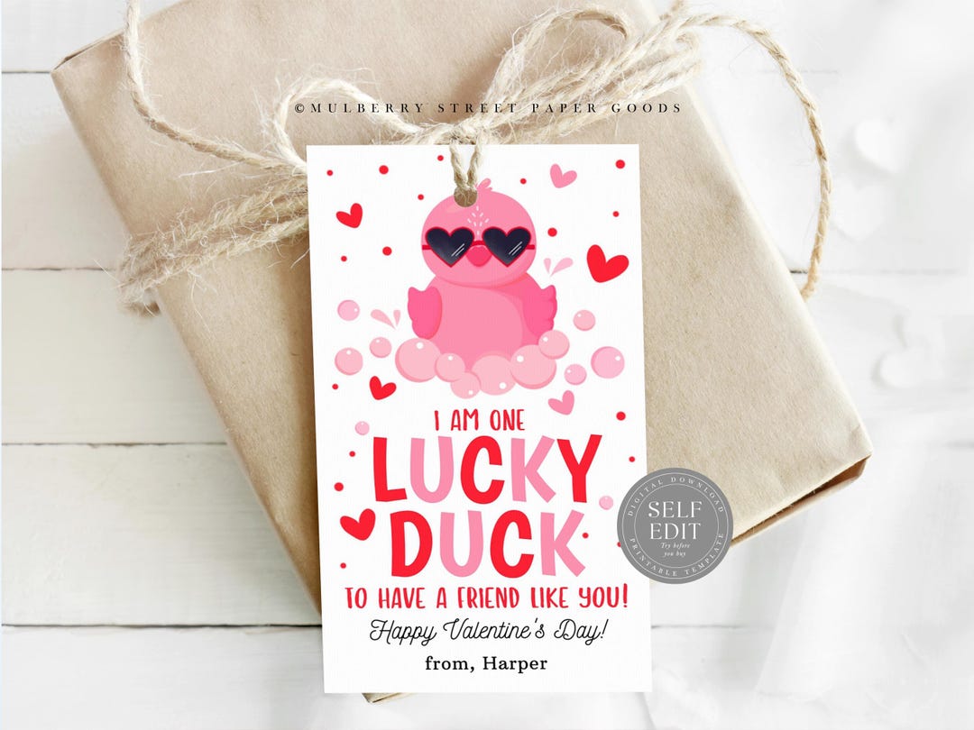Editable Rubber Duck Valentine Card Download Classroom Valentine Card ...