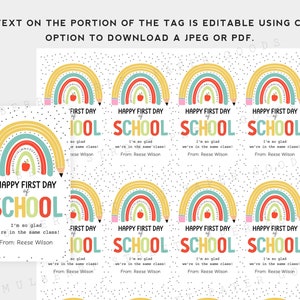 Happy First Day of School Printable Gift Tag Personalize With Corjl ...