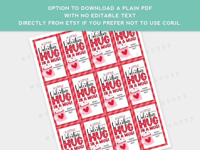 Printable Valentine Hug in a Mug Gift Tag Hot Cocoa - Etsy