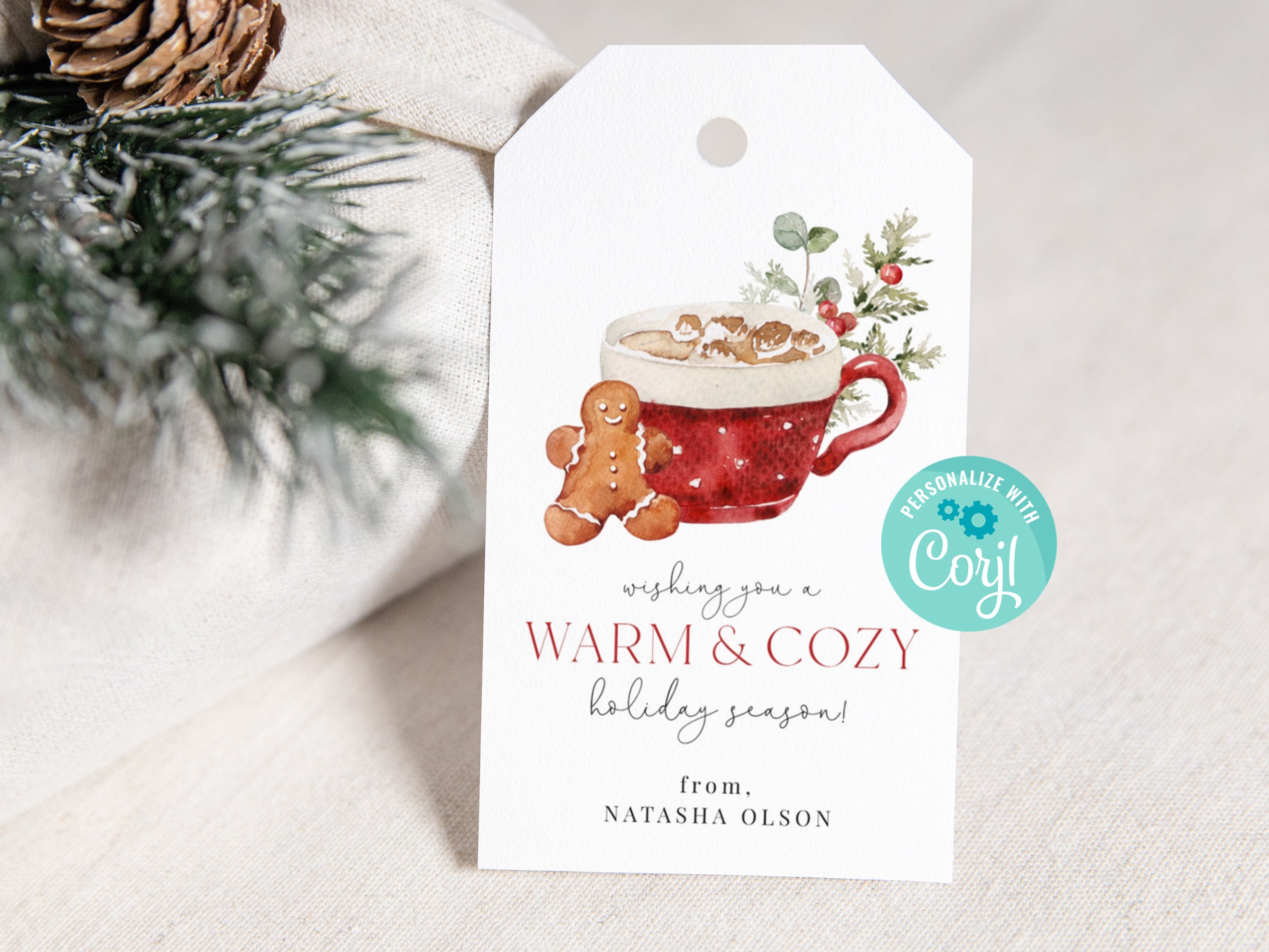 Printable Warm and Cozy Gift Tag Instant Download Christmas - Etsy