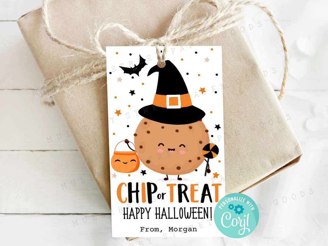 Printable Chip or Treat Halloween Cookie Gift Tag Halloween - Etsy