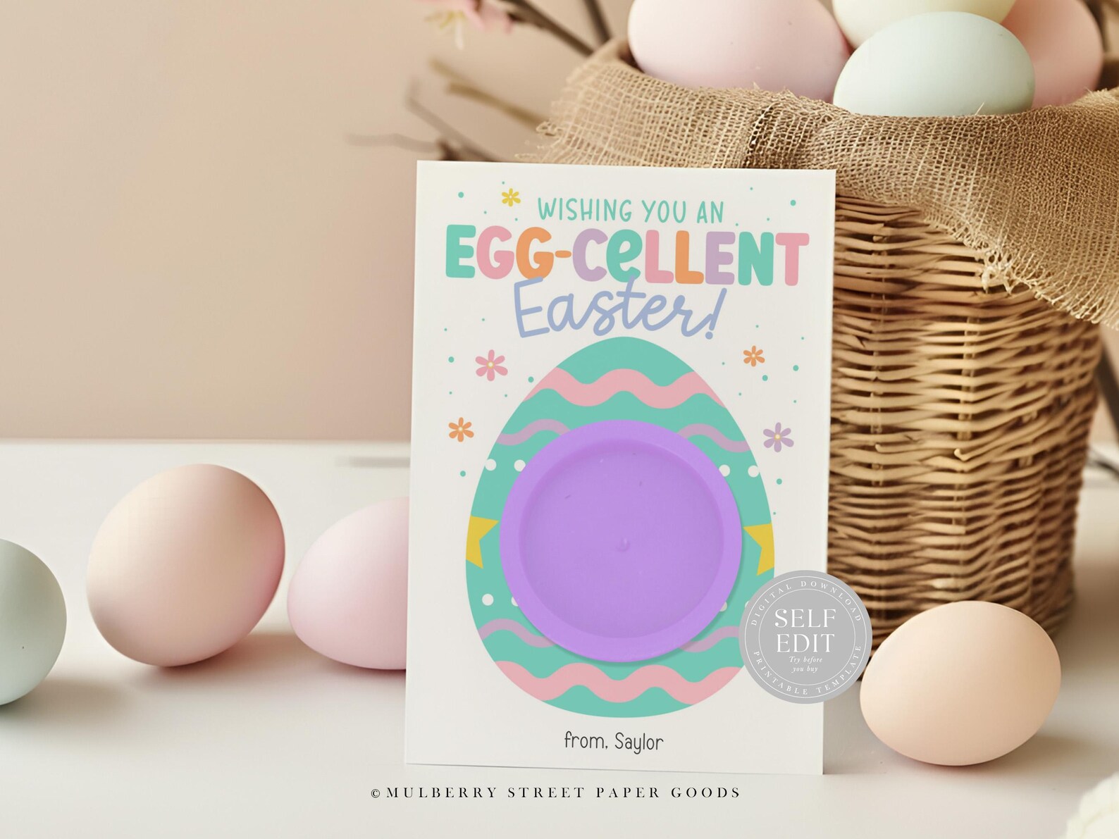 Easter Play Dough Card Holder Printable Doh Easter Canva Template ...
