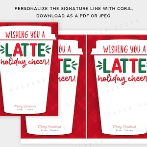 Printable Christmas Coffee Gift Card Holder, Latte Holiday Cheer Gift ...
