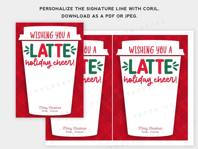 Printable Christmas Coffee Gift Card Holder, Latte Holiday Cheer Gift ...