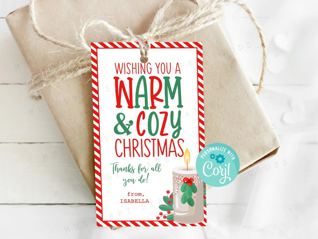 Printable Have a Warm and Cozy Christmas Candle Gift Tag, Teacher ...