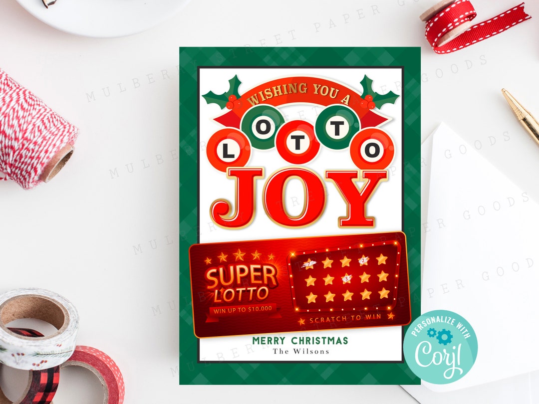 Printable Wishing You a Lotto Joy Christmas Lottery Ticket Card Holder ...