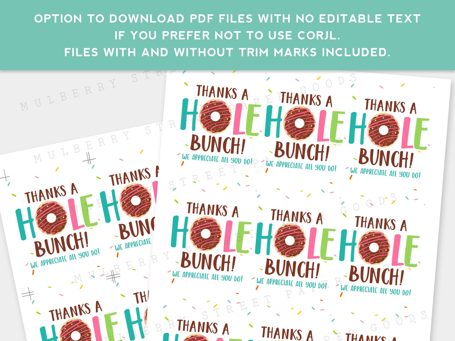 Printable Thanks a Hole Bunch Gift Tag Instant Download Donut - Etsy