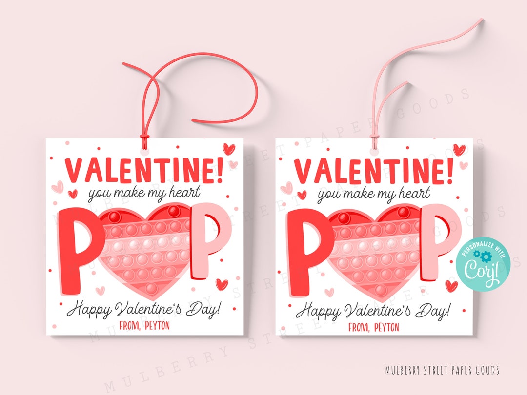 Printable You Make My Heart Pop Valentine Tag, Popit/fidget Valentine ...