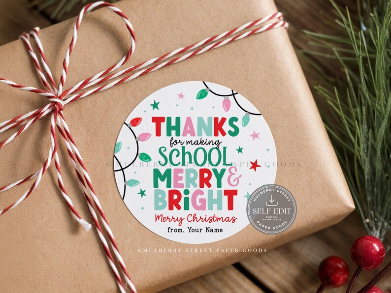 Teacher Christmas Gift Tag Printable Digital Download Canva Template ...