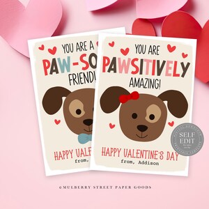 Printable Puppy Dog Valentine Cards Kids Classroom Puppy Valentine ...