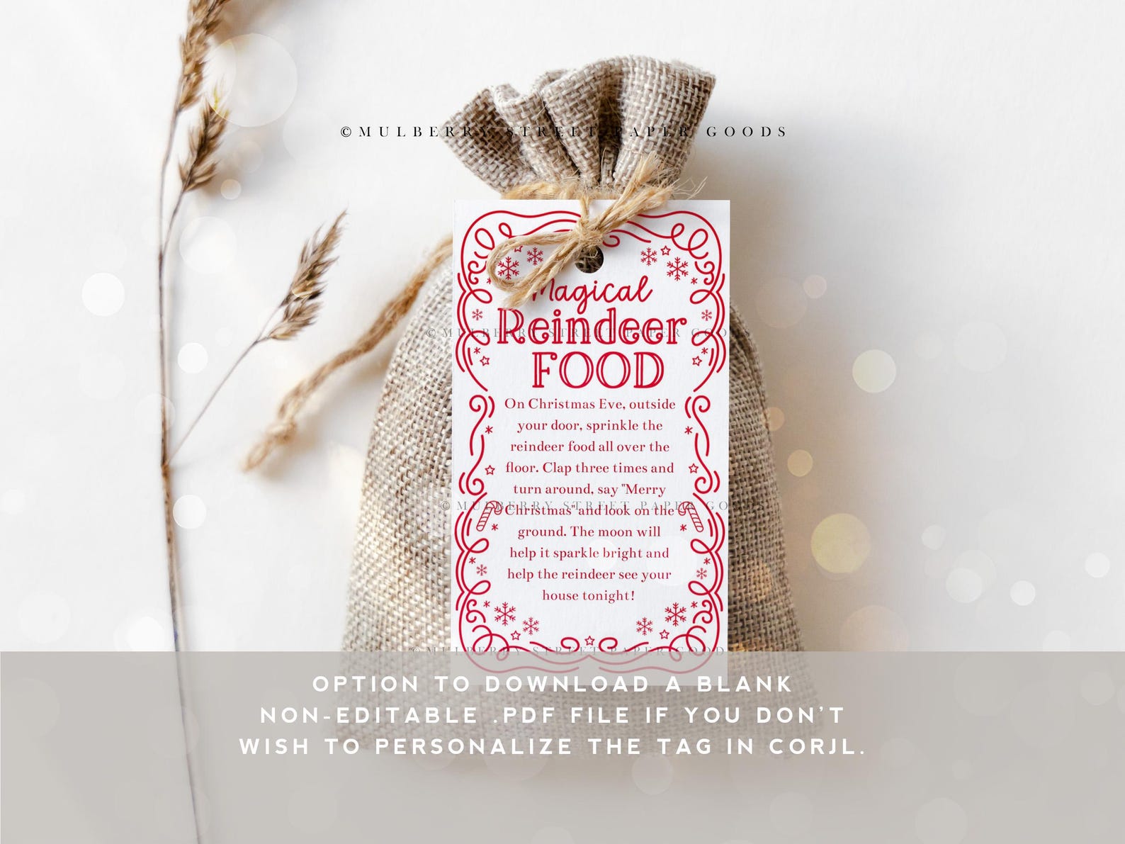 Editable Magical Reindeer Food Gift Tag Printable Official North Pole ...