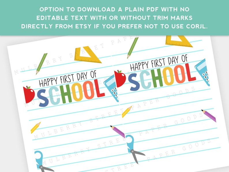 Printable First Day of School Gift Card Holder, Welcome Back to School ...