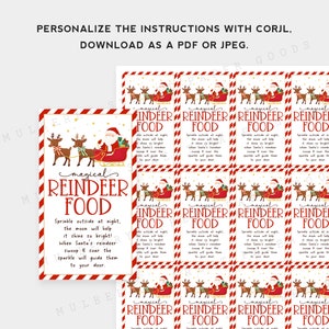 Santa's Magical Reindeer Food Printable Instructions Tag, Editable ...