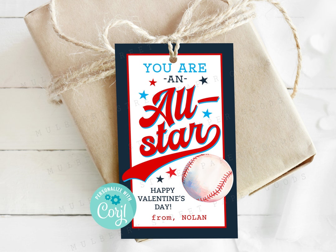 Printable You Are an All Star Baseball Valentine's Day Card, Kids ...