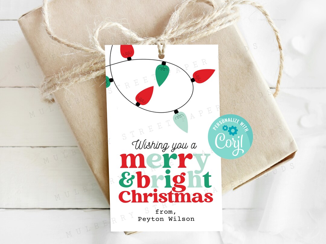 Printable Wishing You A Merry and Bright Christmas Gift Tag Printable ...